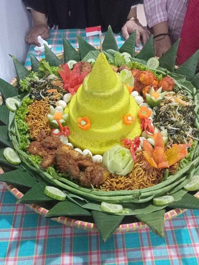Yellow Rice Tumpeng for Celebrating Stock Image - Image of rice ...