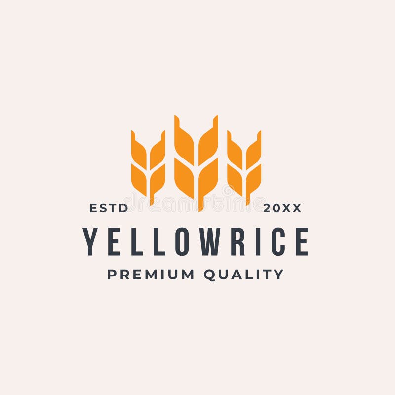 Yellow Rice Wreath Logo with Minimalist Design Stock Vector ...