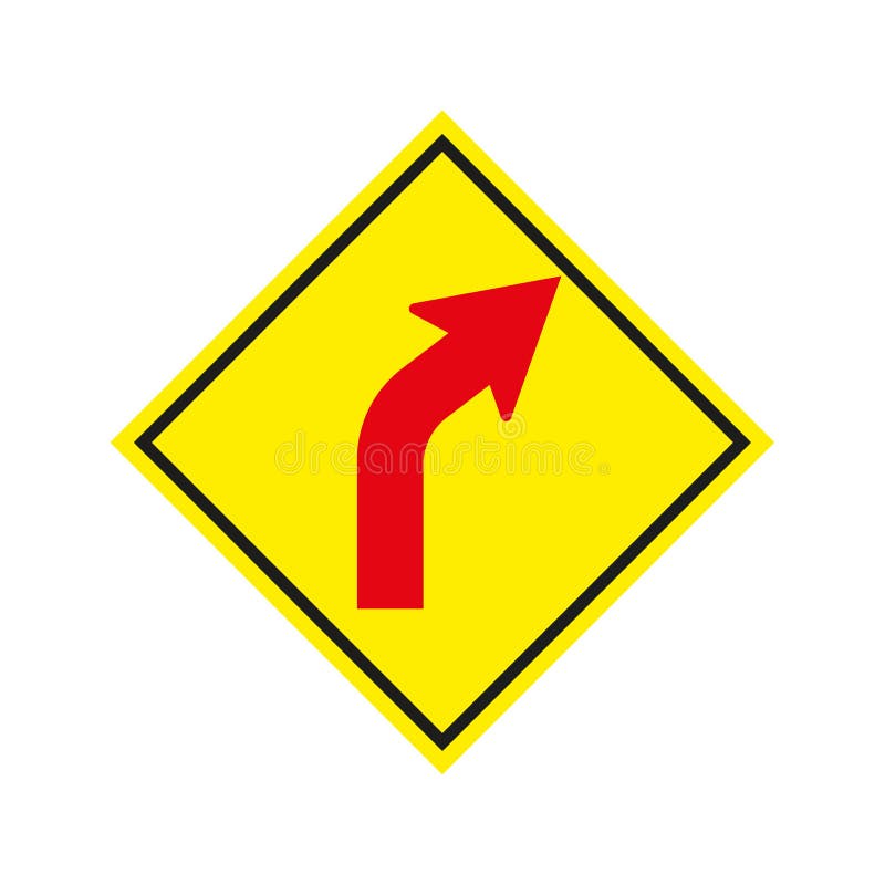 Yellow Right Turn Sign. Attention Sign. Vector Illustration. Stock ...