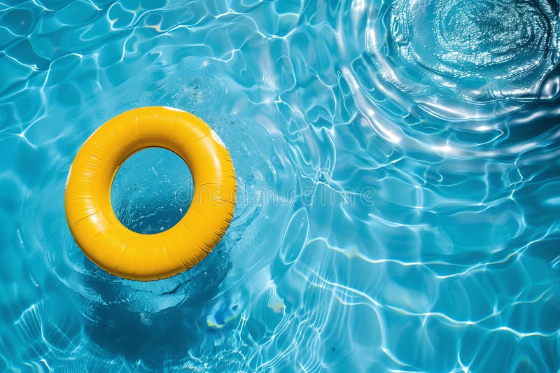 Yellow Ring Float in Blue Water Stock Photo - Image of bathing ...