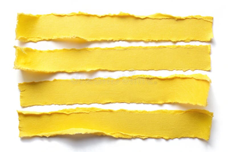 Yellow Ripped Paper Strips on White Background Stock Illustration ...