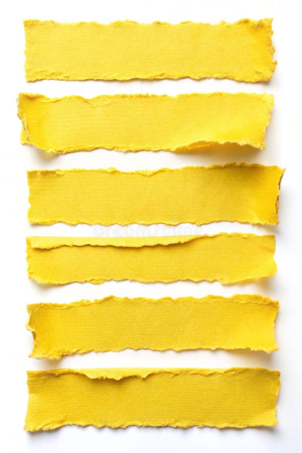 Yellow Ripped Paper Strips on White Background Stock Illustration ...
