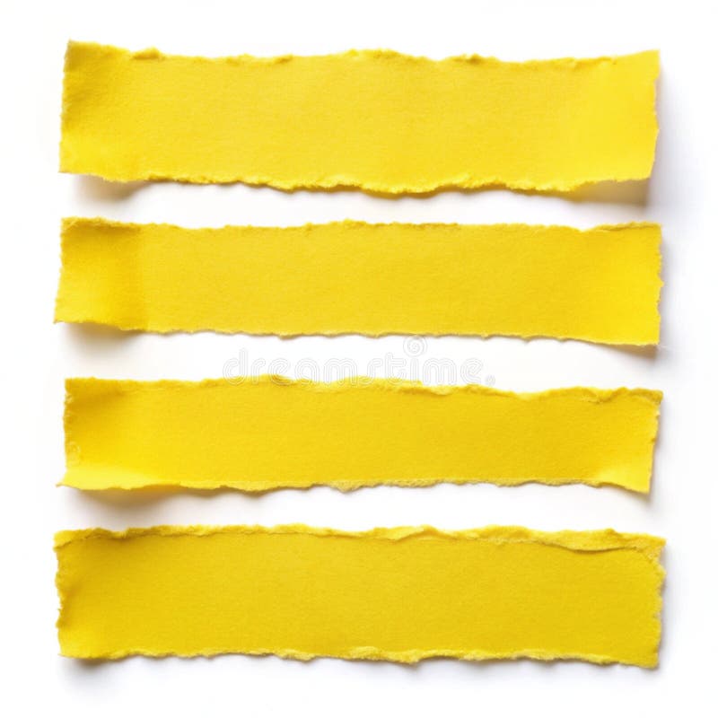 Yellow Ripped Paper Strips on White Background Stock Illustration ...