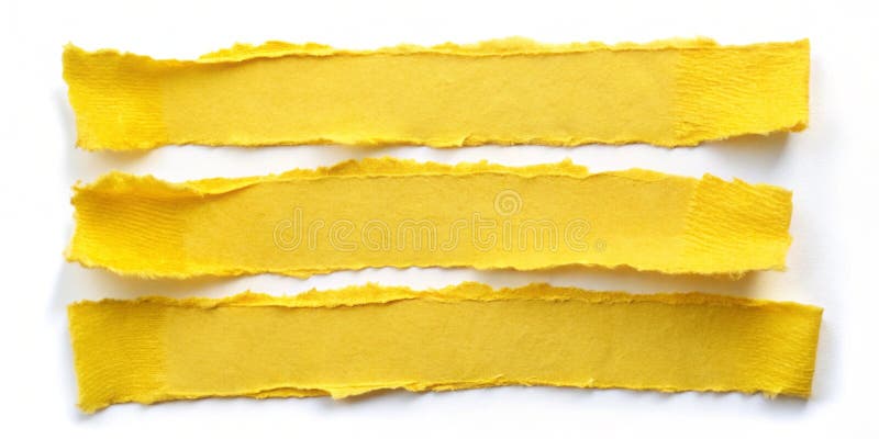 Yellow Ripped Paper Strips on White Background Stock Illustration ...