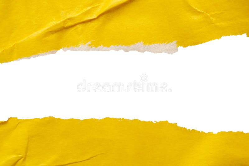 Yellow Ripped Paper Torn Edges Strips Isolated on White Background ...