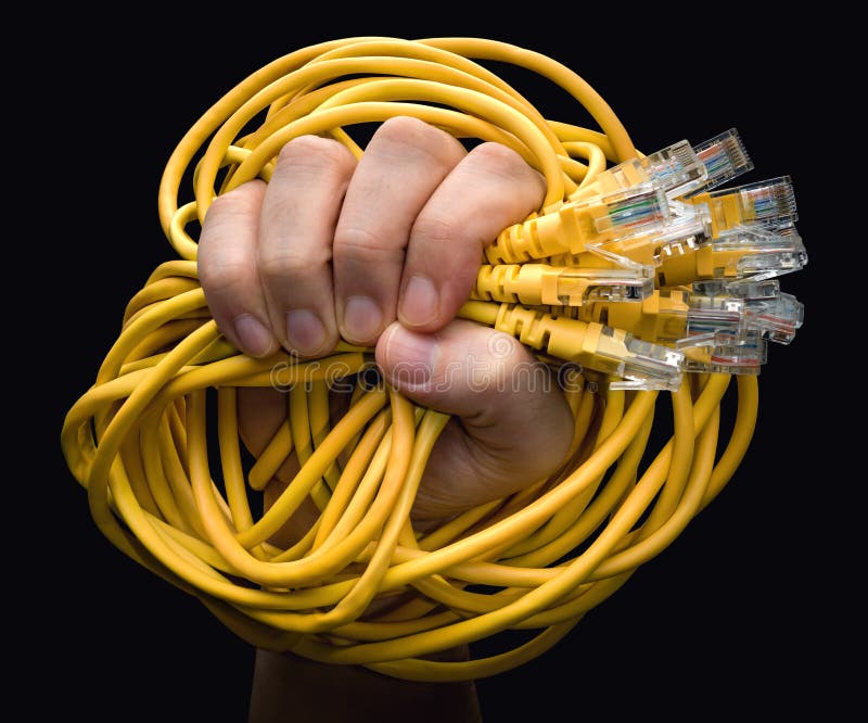 Yellow RJ45 Computer Network Connecting Cable with Clipping Path Stock ...