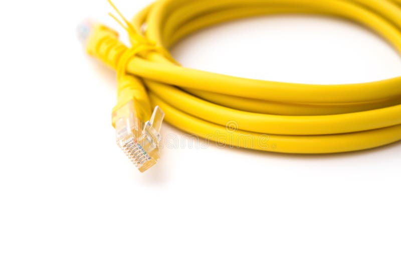 Yellow RJ45 Computer Network Connecting Cable with Clipping Path Stock ...