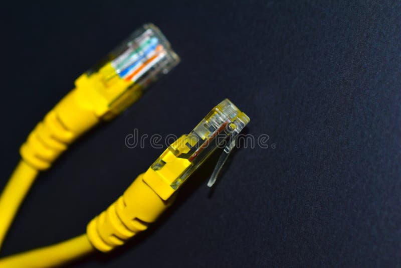Yellow Internet Cable for Wan and Lan Router Stock Image - Image of ...