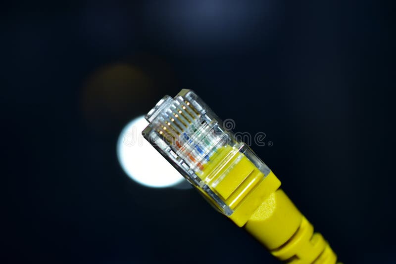 Yellow Internet Cable for Wan and Lan Router Stock Image - Image of ...