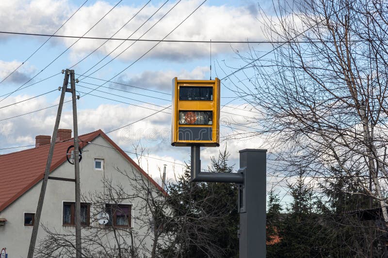 Yellow Road Radar Measures the Speed of Traffic Stock Photo - Image of ...