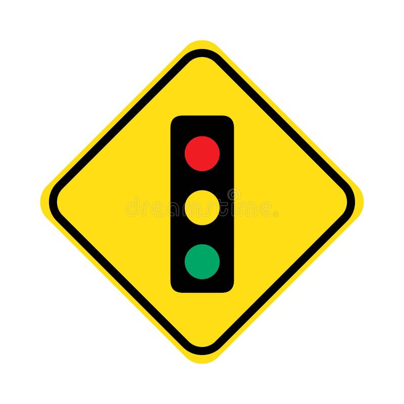 Yellow Road Sign Fork at the Crossroads Traffic Light Vector ...