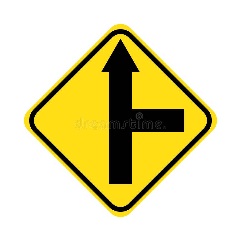 Yellow Road Sign Fork at the Crossroads Traffic Light Vector ...
