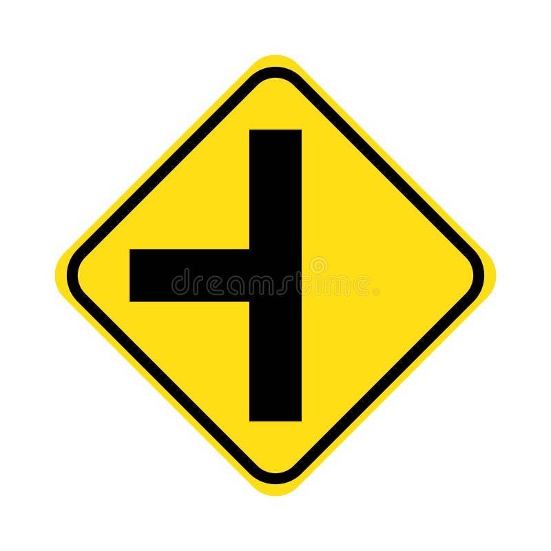 Yellow Road Sign Fork at the Crossroads Traffic Light Vector ...