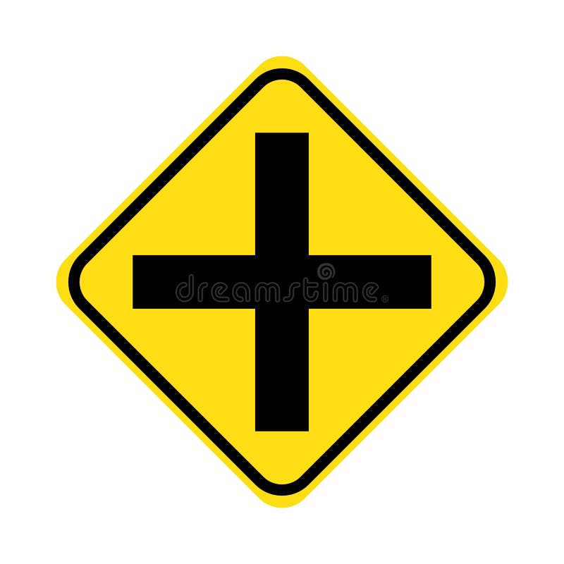 Yellow Road Sign Fork at the Crossroads Traffic Light Vector ...