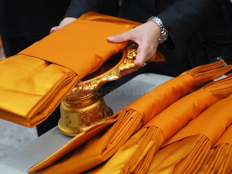 Yellow Robe for Buddhist Monk Stock Photo - Image of alms, travel ...