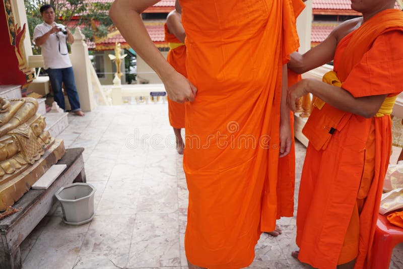 Yellow Robe of Buddhist Monks, Thai Stock Photo - Image of puja, asia ...