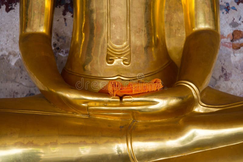 Yellow Robe in Hand of Image Buddha Stock Image - Image of peace ...