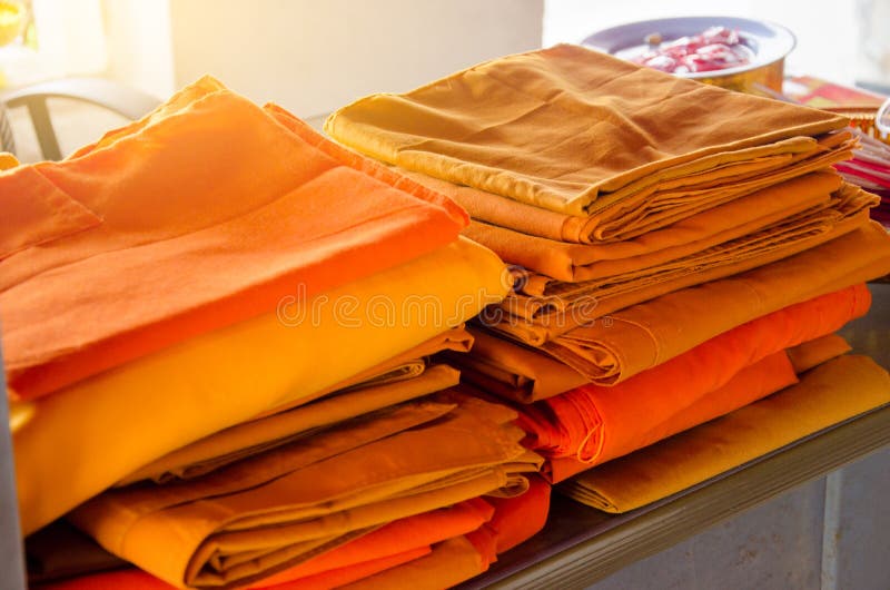 Yellow Robe for Buddhist Monk Stock Photo - Image of alms, travel ...