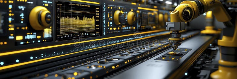 Yellow Robot Arm Assembling Microchips with Precision Stock ...