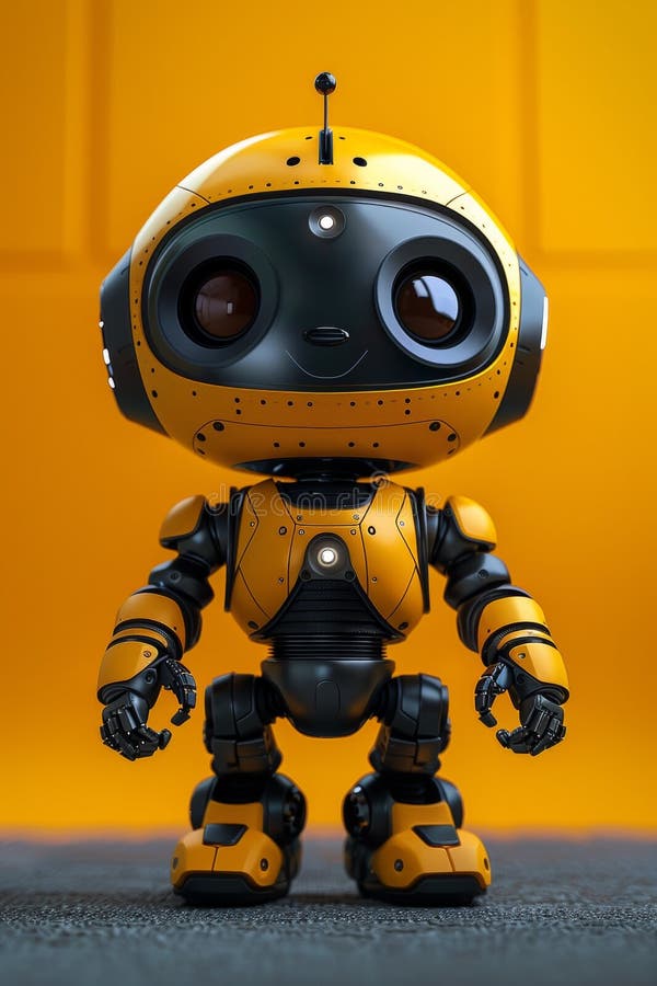 A Yellow Robot with Big Eyes and a Black Body, AI Stock Illustration ...