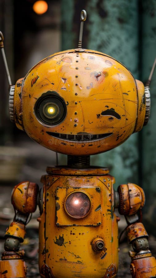 A Yellow Robot with a Big Smile on Its Face, AI Stock Illustration ...