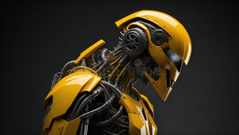 Yellow Robot on Black Background with Clipping Path. Generative Ai ...
