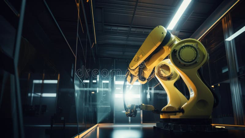 A Yellow Robot is in a Dark Room. Generative AI Image. Stock ...