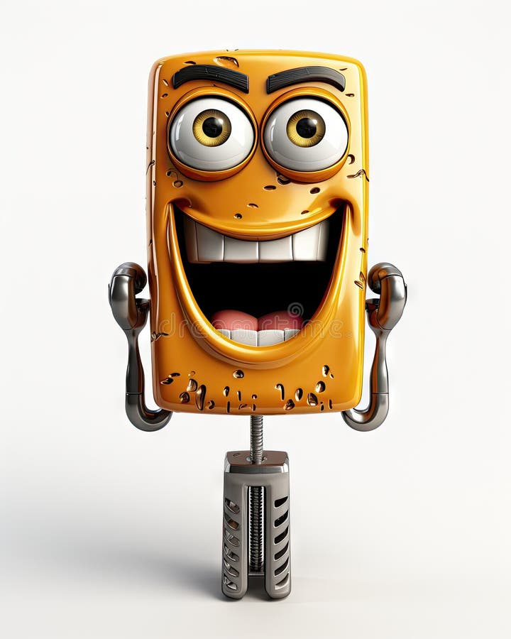 A Yellow Robot with Eyes and a Smile on it S Face. Generative Ai Stock ...