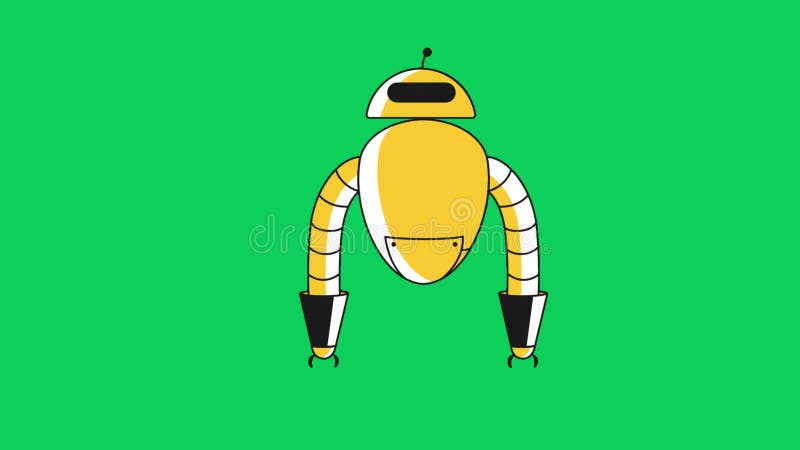 Yellow Robot Floating in Air 2D Loop Animation on Green Screen ...