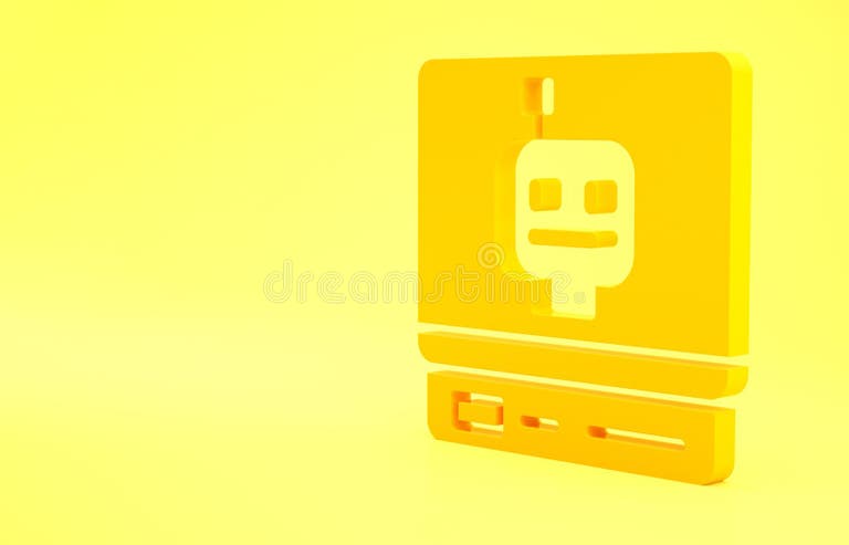 Yellow Robot Icon Isolated on Yellow Background. Artificial ...