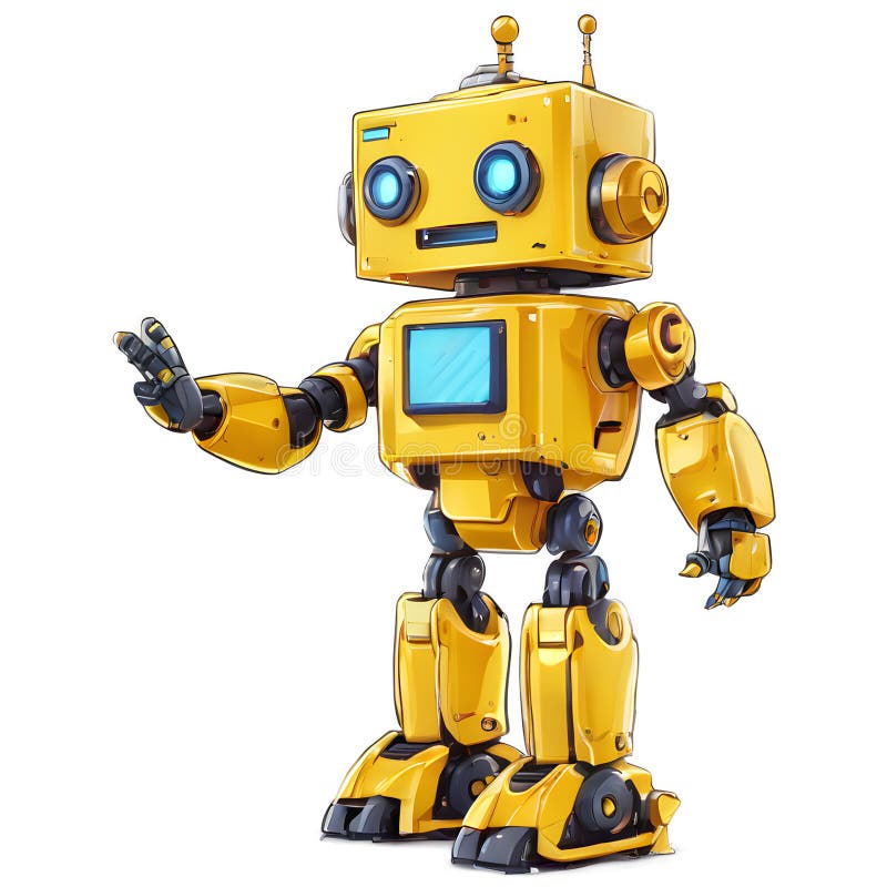 A yellow robot isolated stock image. Illustration of assistant - 300906961