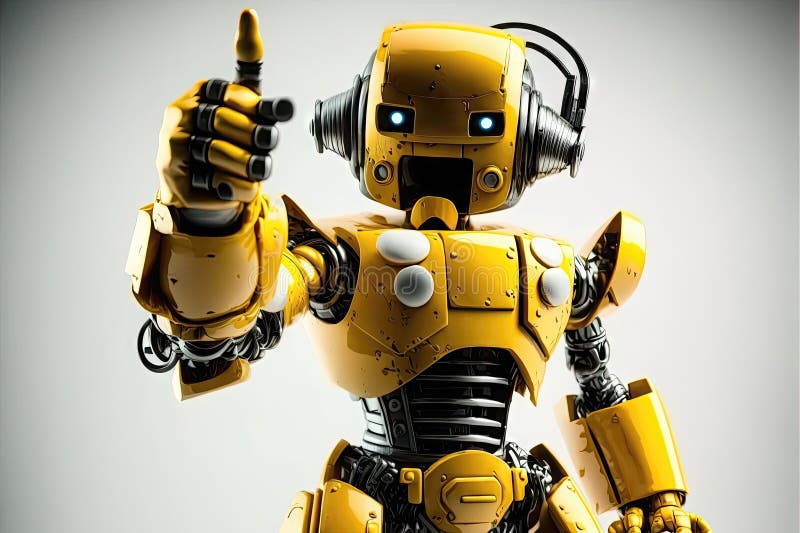 Yellow Robot Pointing Up. Perfect for Invitations and Posters Stock ...