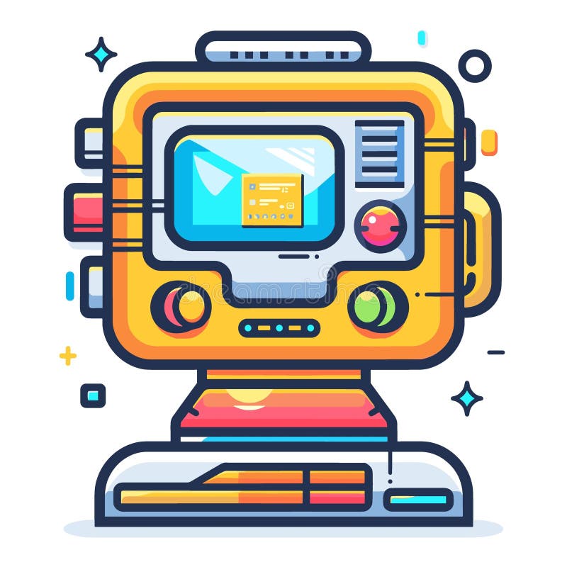 Yellow Robot with a Screen. the Robot Has a Button on the Right Side ...