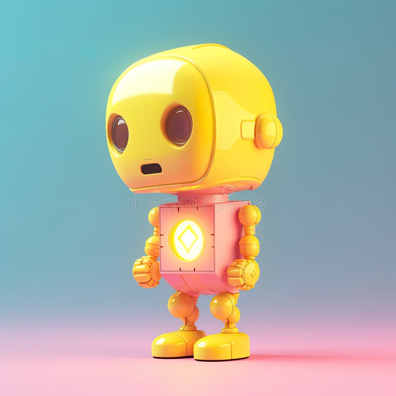 A Yellow Robot Standing on a Pink Surface. AI Generative Image. Stock ...