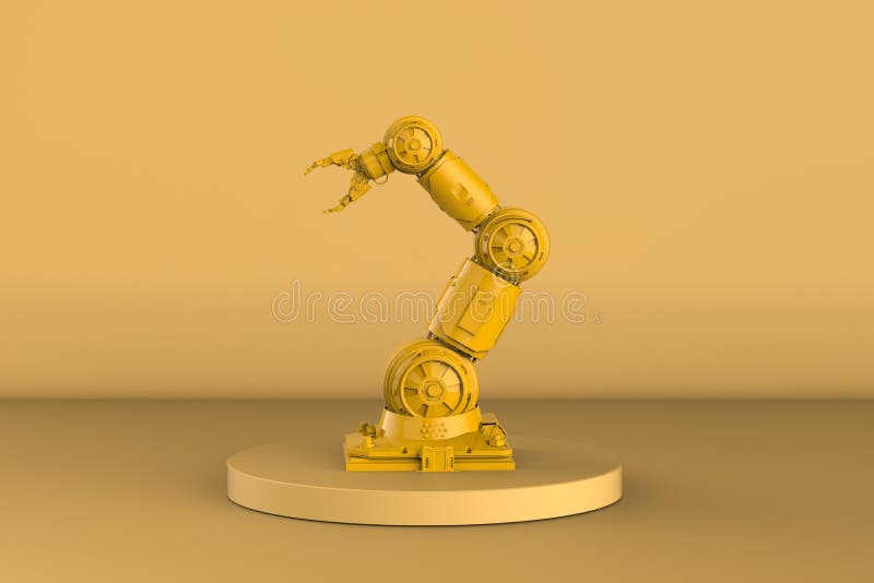Yellow Robotic Arm on Yellow Background Stock Illustration ...