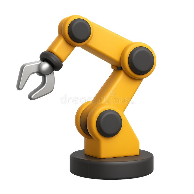 Yellow Robotic Arm with Claw 3d Stock Image - Illustration of claw ...