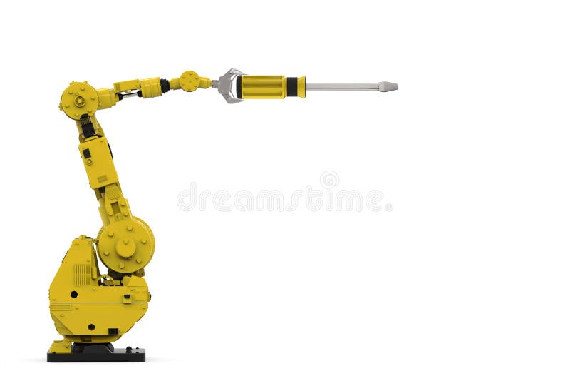 Yellow robotic arm stock illustration. Illustration of automatic - 81103737