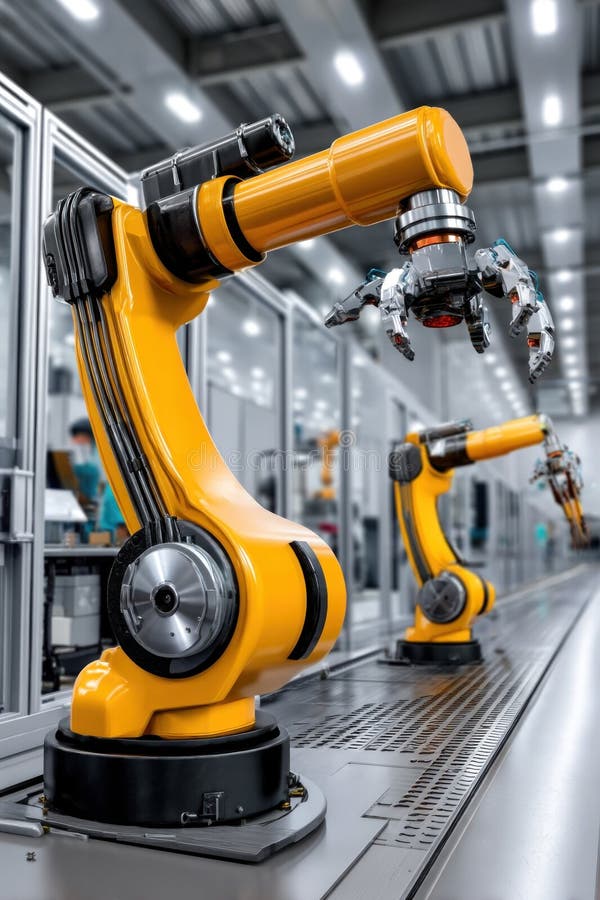 Robot Working Advanced Factory Assembly Line Tasks Stock Photos - Free ...