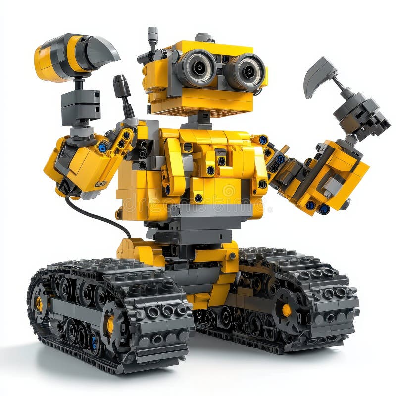A Yellow Robotic Figure Made from Building Blocks, Showcasing ...