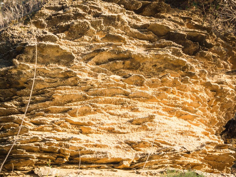 Yellow rock sediments stock image. Image of natural, geologic - 56540707