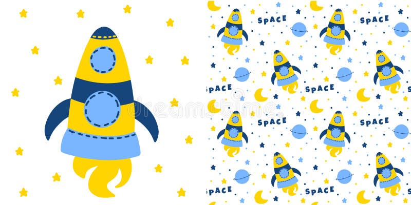 Yellow Rocket Cartoon Style Isolated on White Background. . and ...