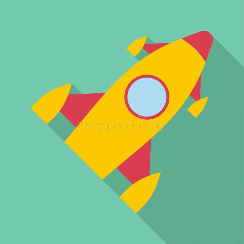 Yellow Rocket Icon, Flat Style Stock Vector - Illustration of shadow ...