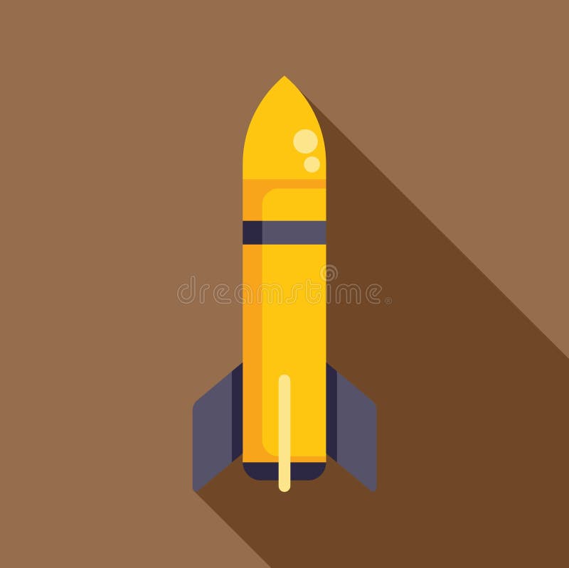 Yellow Rocket Launching Upwards with Long Shadow Stock Illustration ...
