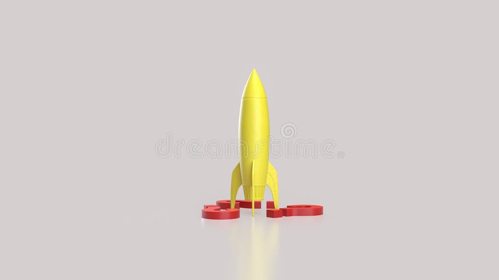 The Yellow Rocket and Red Question Mark for Startup Concept 3d ...