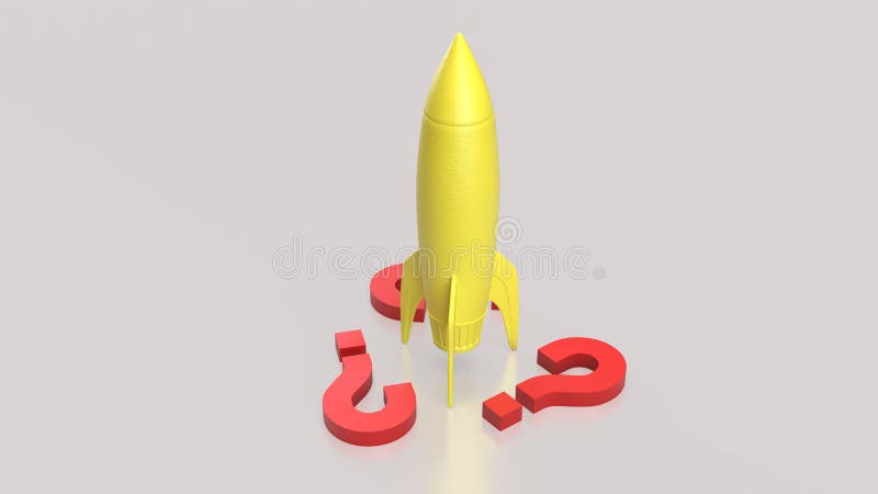 The Yellow Rocket and Red Question Mark for Startup Concept 3d ...