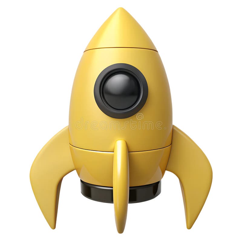 Yellow Rocket Space Ship, Isolated on White. 3D Rendering Stock ...