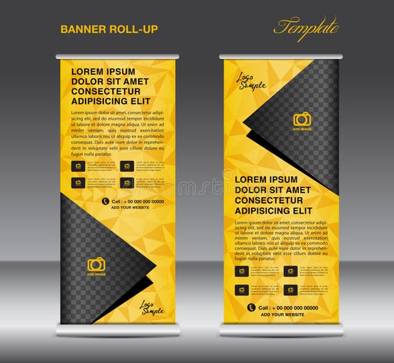 Yellow Roll Up Banner Template Vector, Stand, Flyer Design, Banner ...