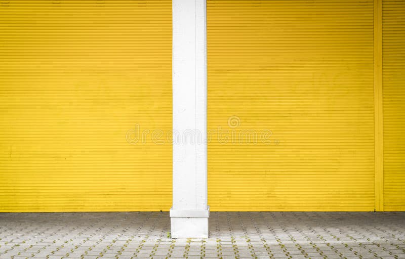 Yellow Roller Shutter and Pavement Stock Photo - Image of dirty, office ...