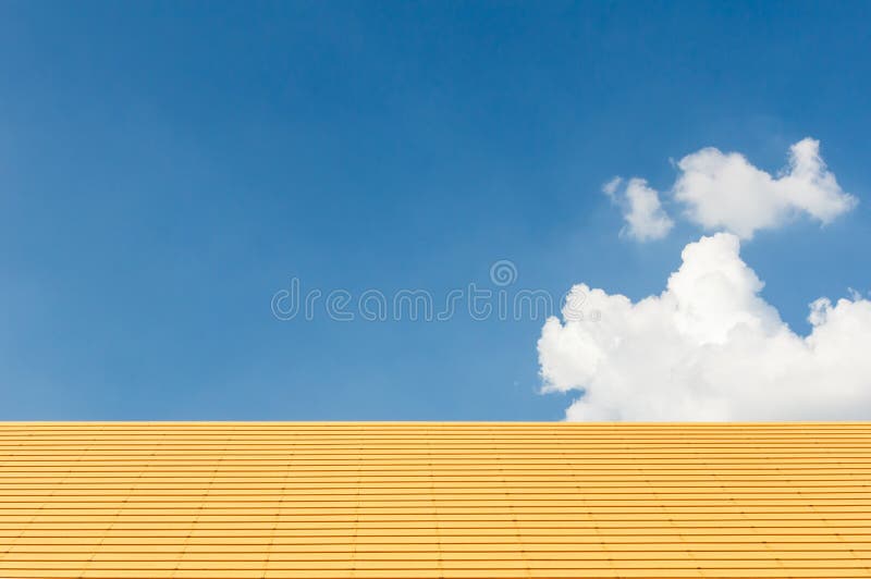 Yellow Roof with Clear Sky and Cloud in Background. Stock Image - Image ...
