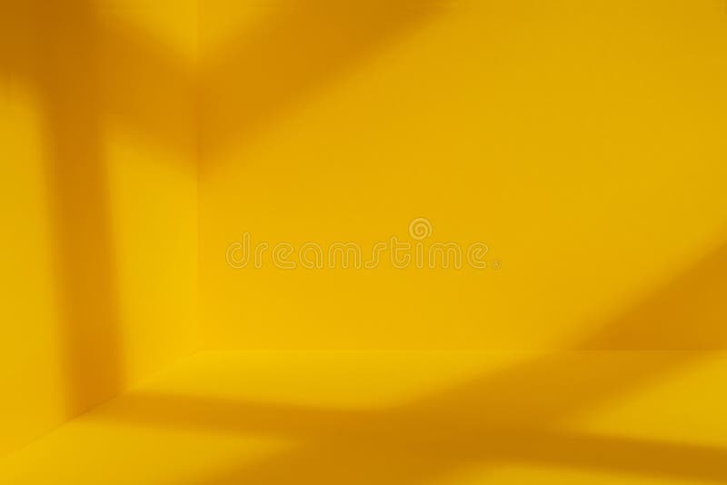 Yellow Room Corner with Crossing Windows Shadows Stock Photo - Image of ...